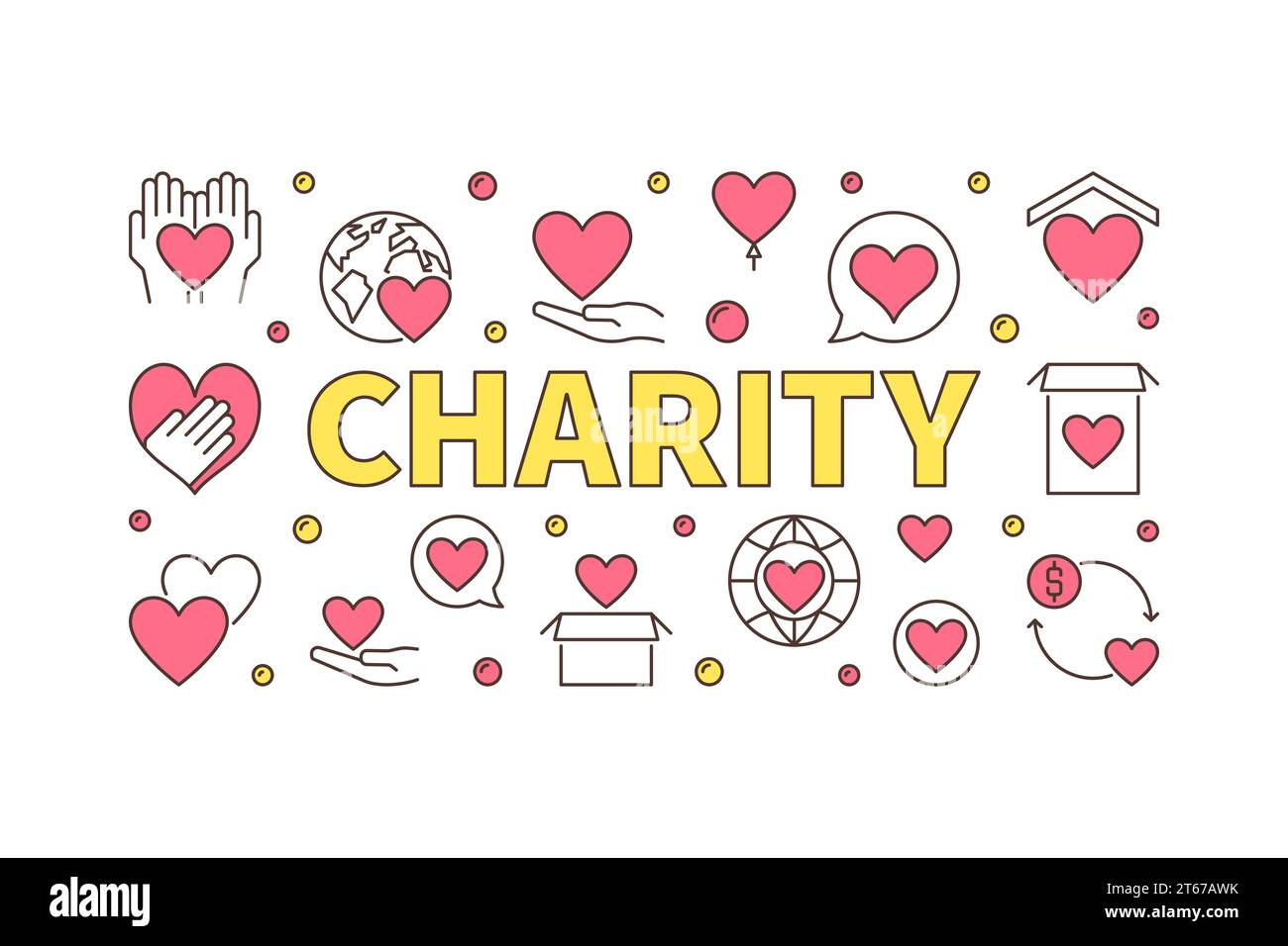 Colored charity horizontal illustration - vector creative banner on ...