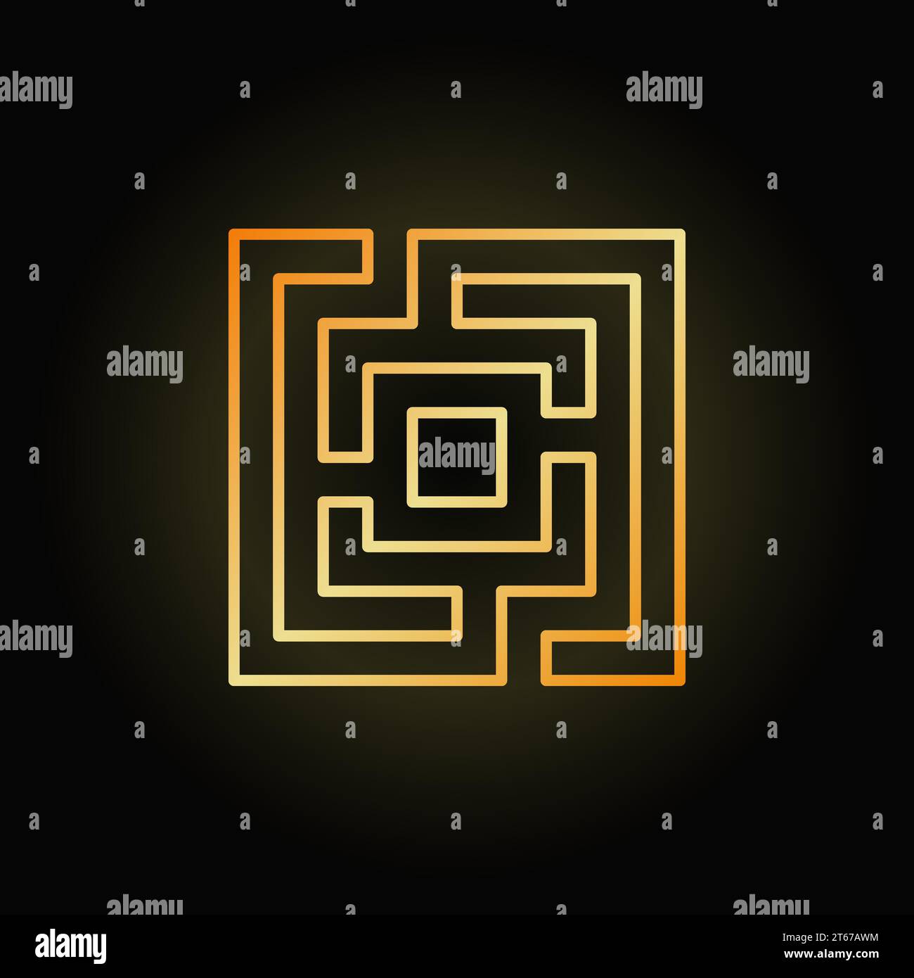 Gold square maze or labyrinth icon - vector colorful business concept ...