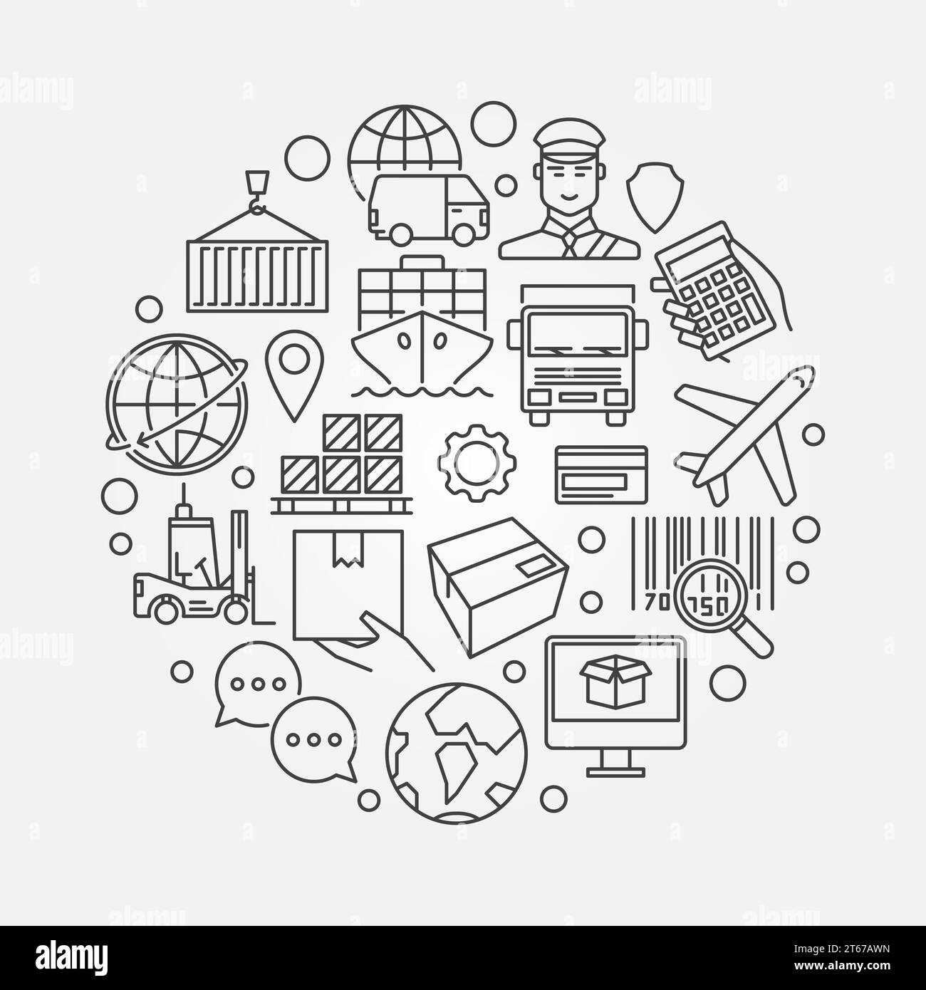 Logistics and shipping round illustration. Vector modern delivery ...