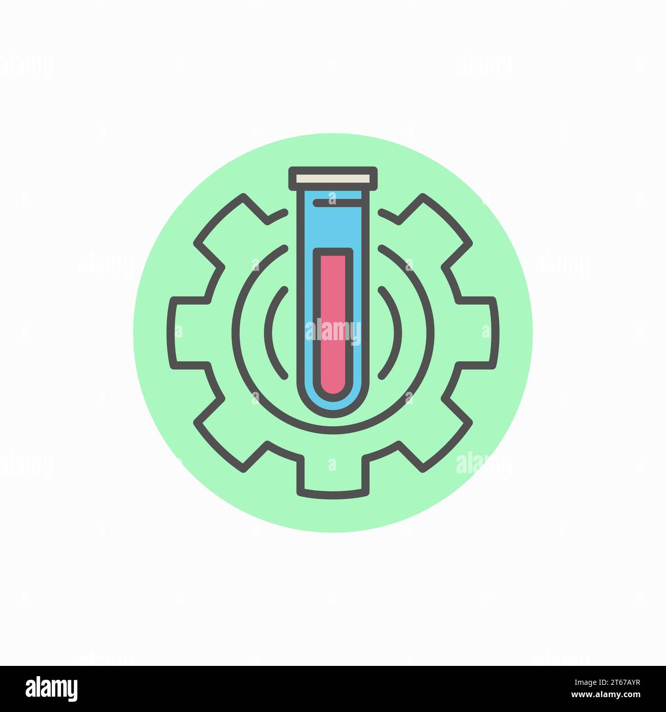 Laboratory tube in gear icon. Vector colorful chemistry and science ...