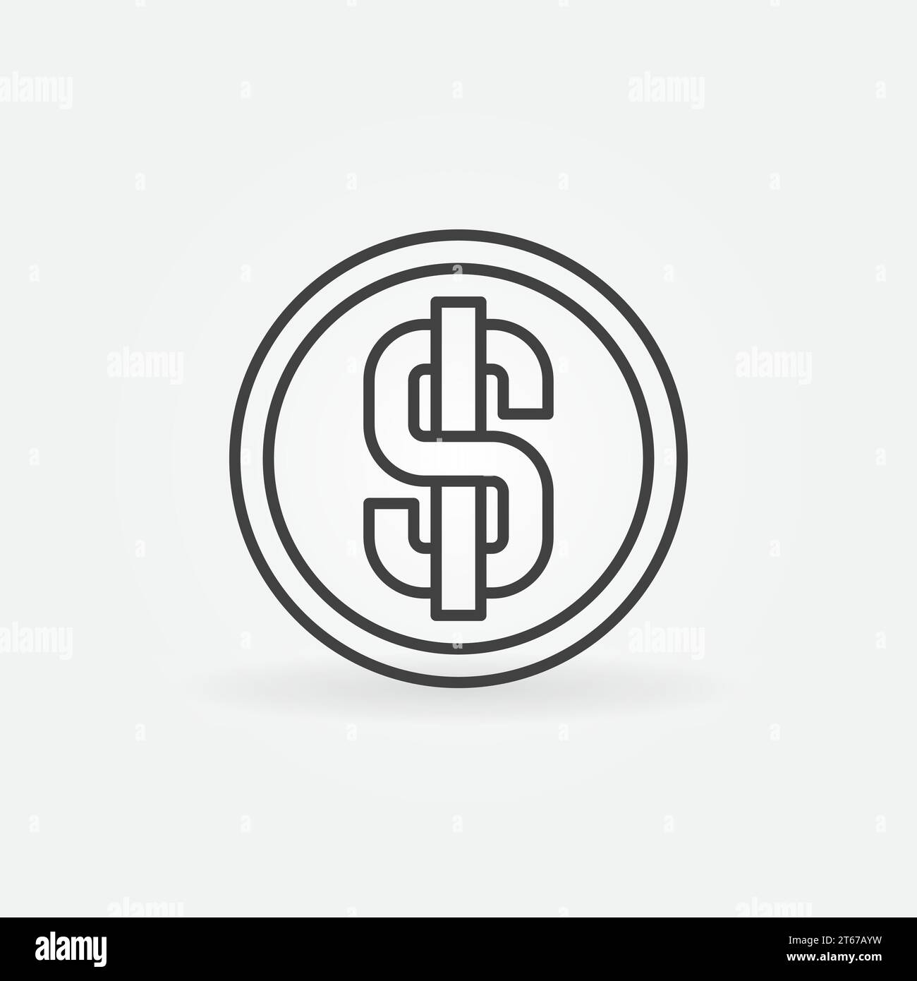 Dollar coin line icon - vector round minimal money concept symbol or ...