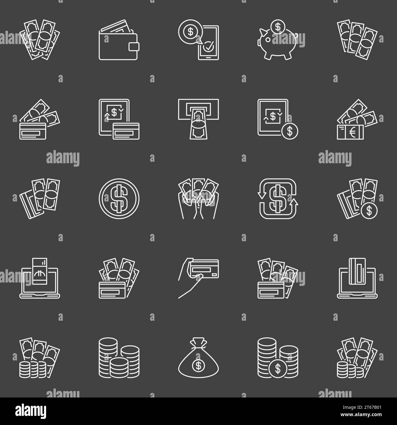 Money and Payment line icons. Vector financial minimal outline symbols ...