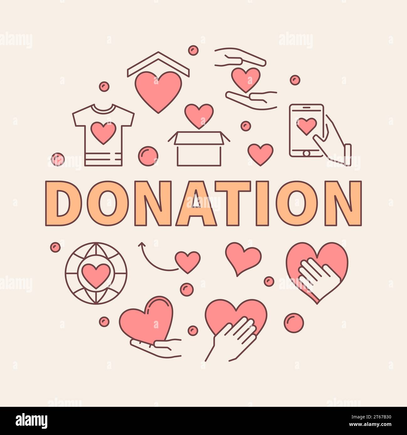 Donation modern colored round illustration. Donating money vector ...