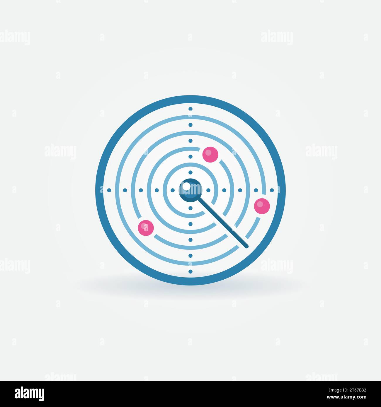 Radar flat icon. Vector radiolocation colorful symbol or logo element ...