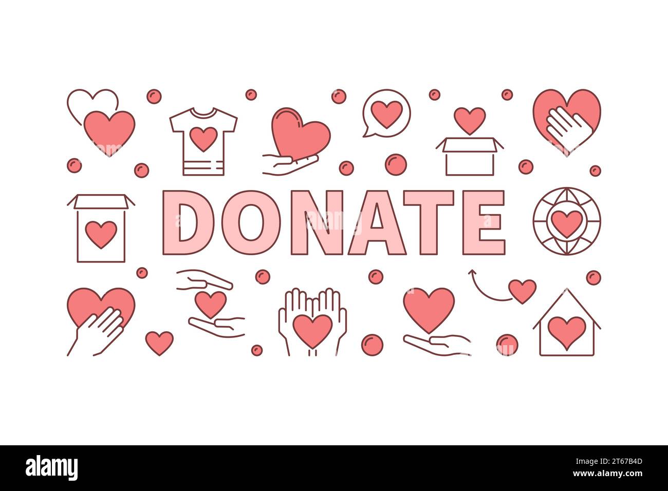 Donate creative horizontal illustration. Vector charity and donation ...