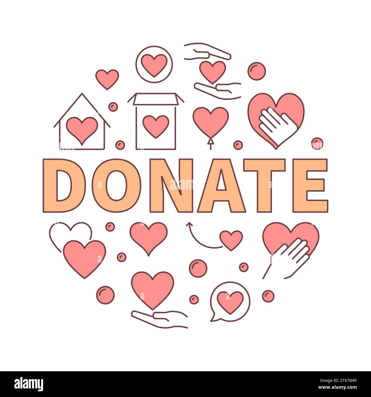 Donate creative round illustration. Vector charity and donation ...