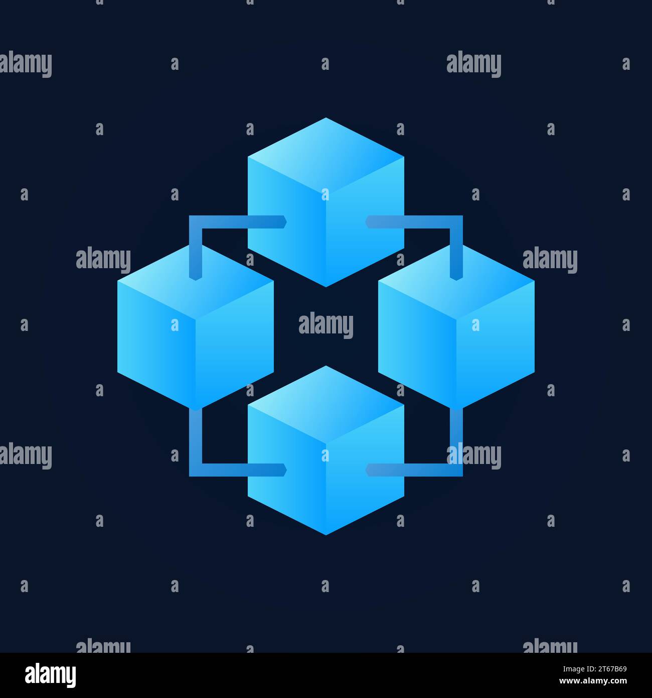 Vector blockchain technology blue concept symbol or logo element on ...