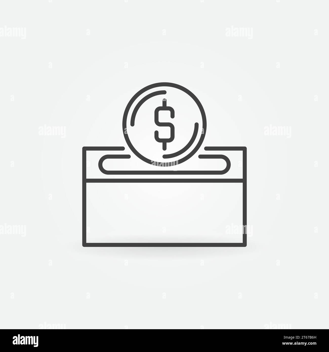 Donation box with coin vector icon in thin line style. Charity concept ...