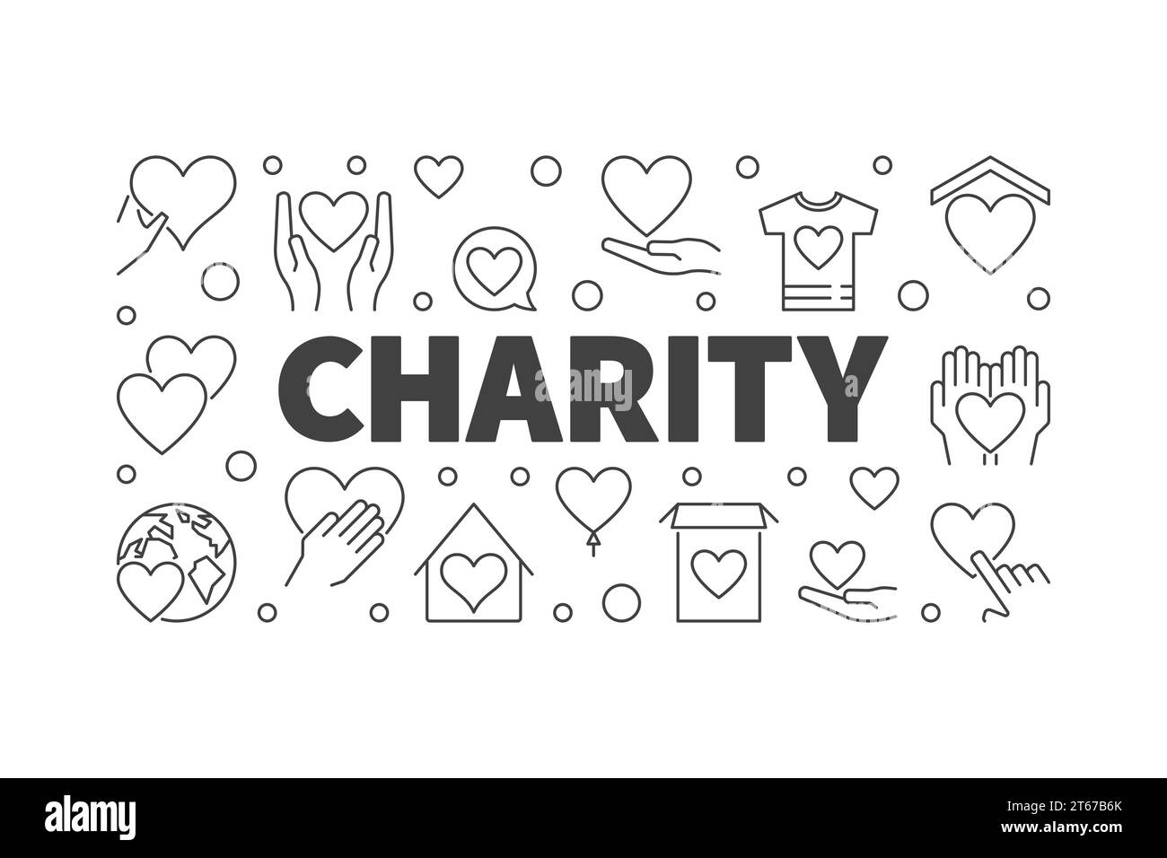 Vector charity and donation minimal horizontal banner or illustration ...