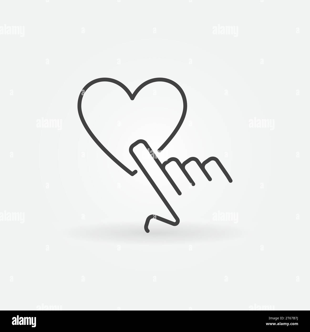 Hand pointing heart vector outline concept icon or symbol Stock Vector ...