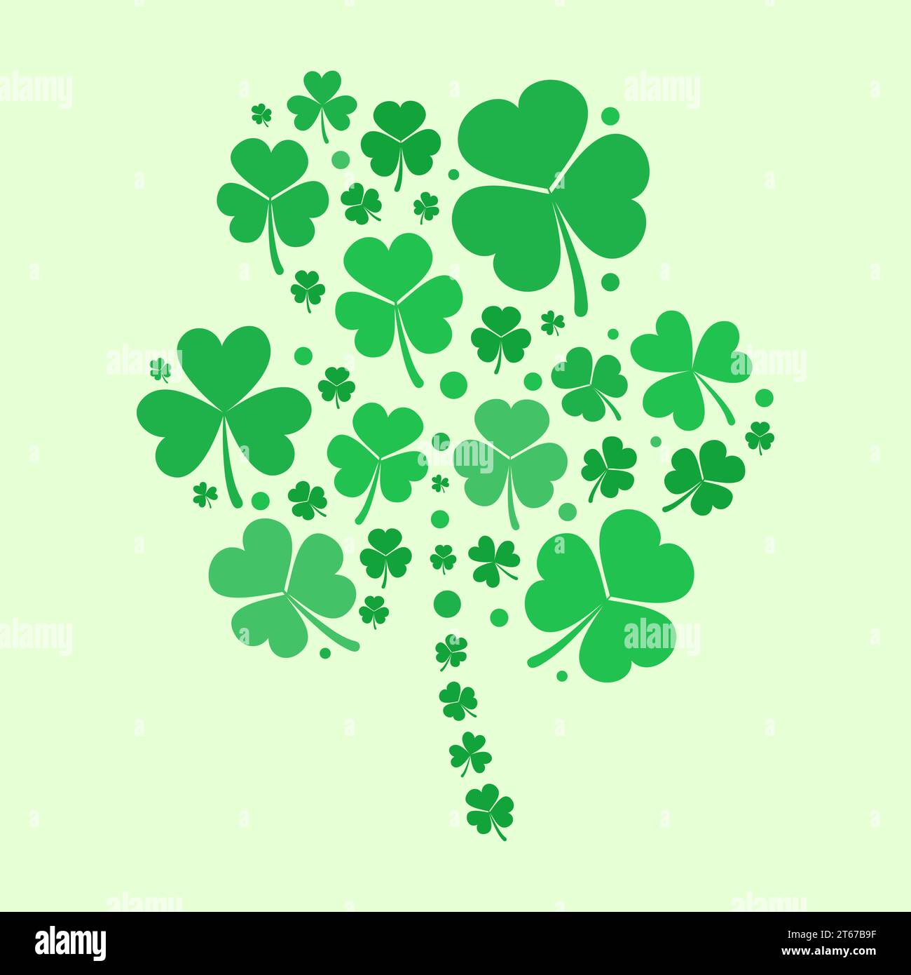 Shamrock shape made with small green flat shamrocks. Vector st patricks ...