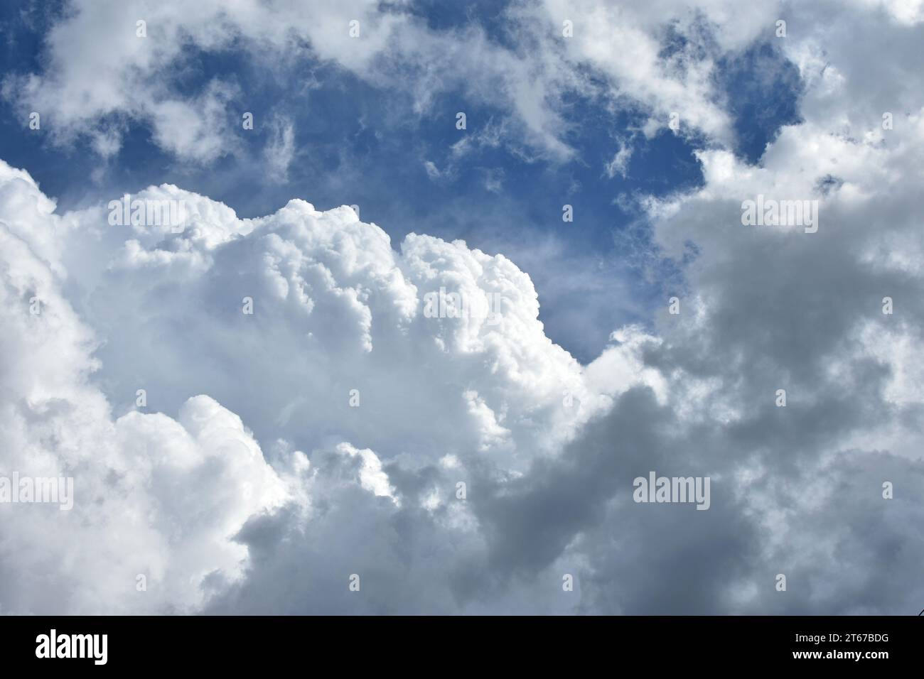 Cumulus clouds in a blue sky as a symbol of peace, serenity, infinity ...