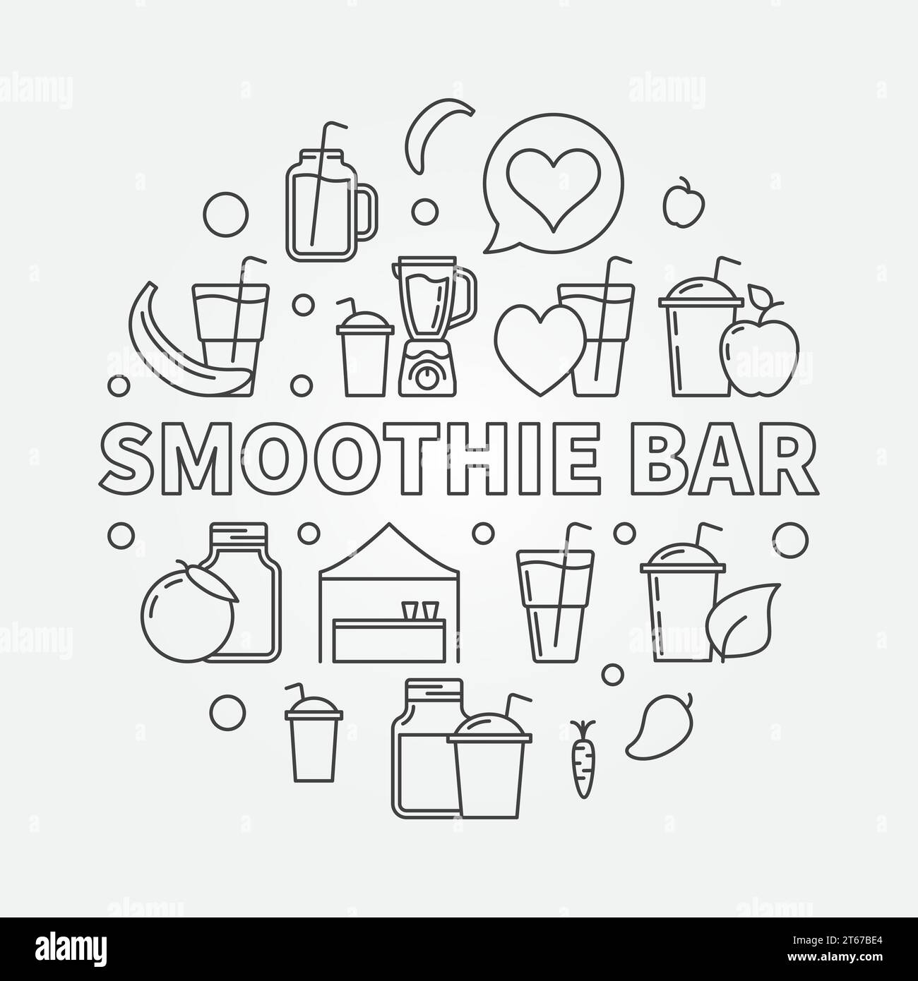 Smoothie bar concept circular symbol. Vector smoothies illustration in ...