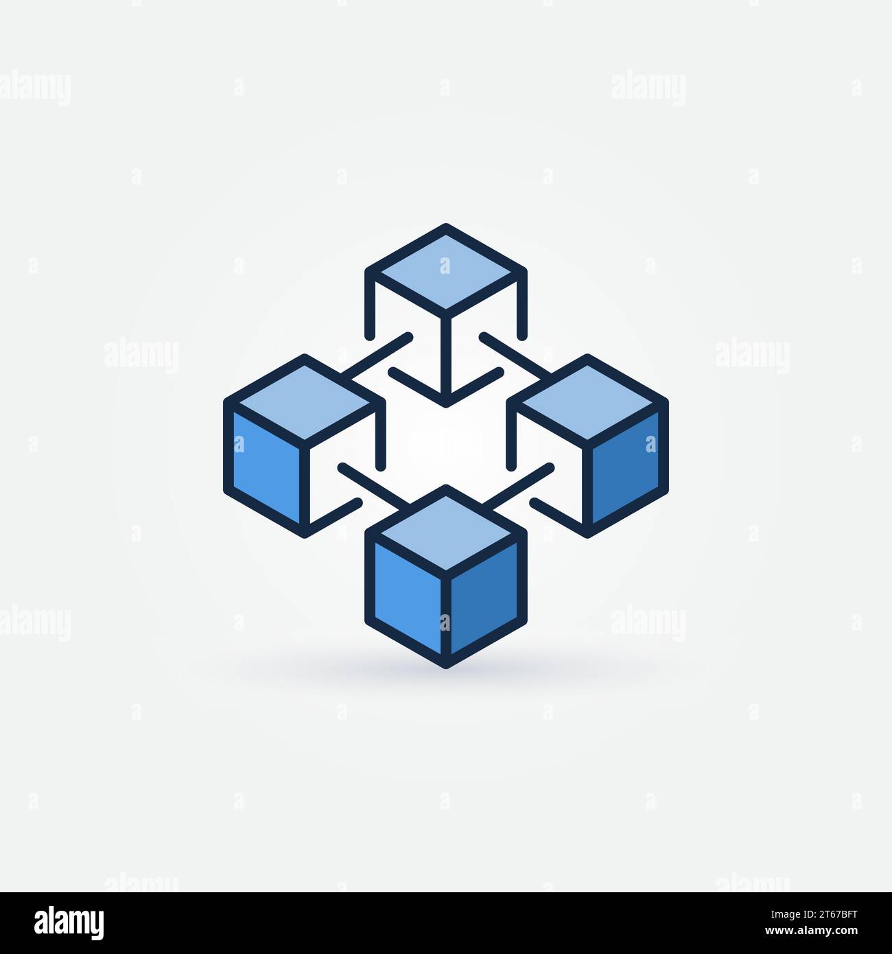 Blue blockchain technology vector icon. Block-chain concept design ...