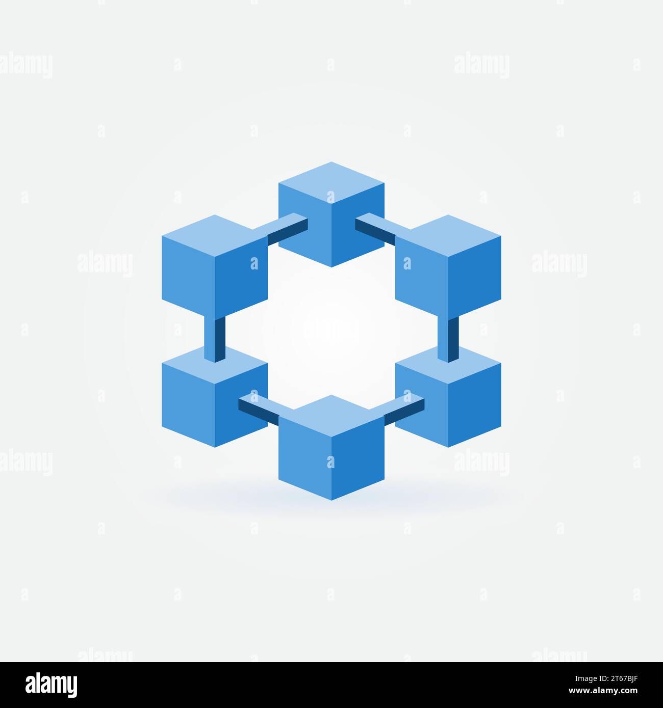 Blockchain technology vector concept icon or symbol made with 6 blue ...