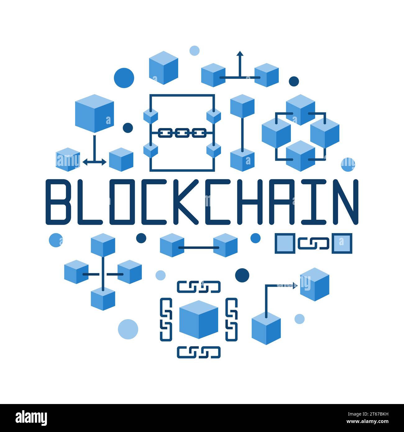 Blockchain round concept illustration. Vector circular block-chain ...