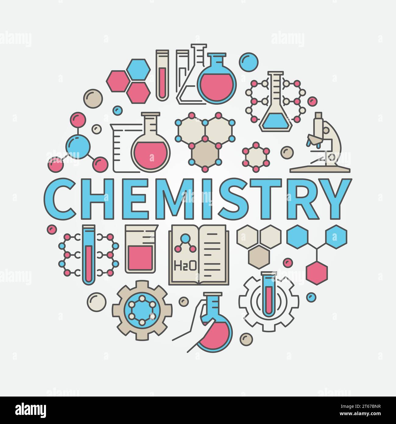 Chemistry round colorful illustration. Vector science and education ...
