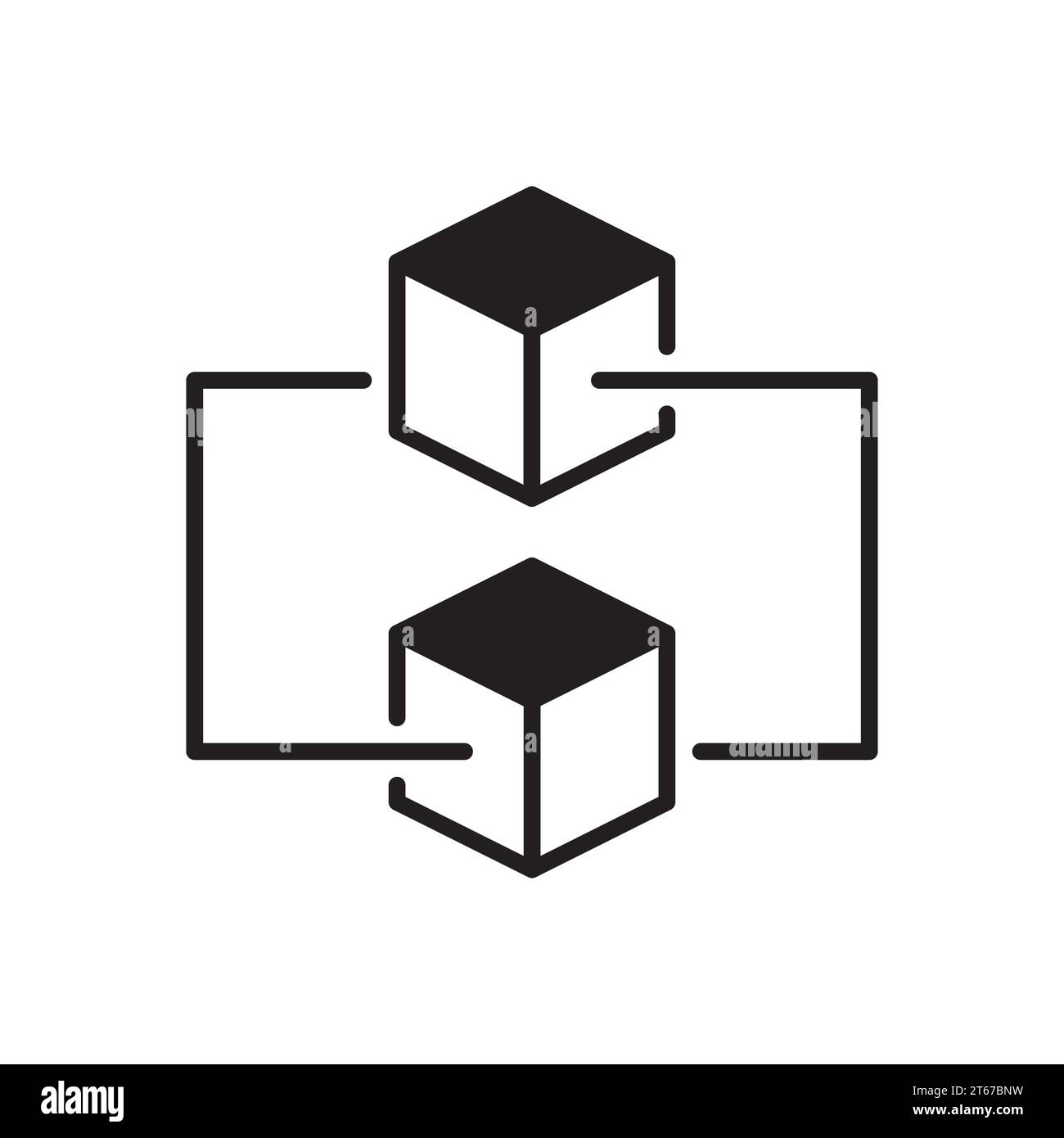 Two cubes icon. Vector block chain concept symbol or design element ...