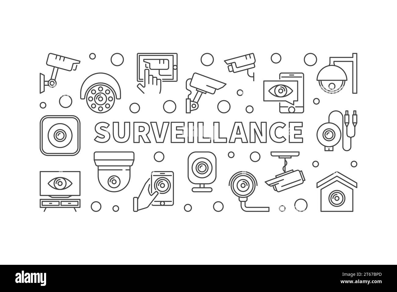 Surveillance vector horizontal illustration. Video security concept ...