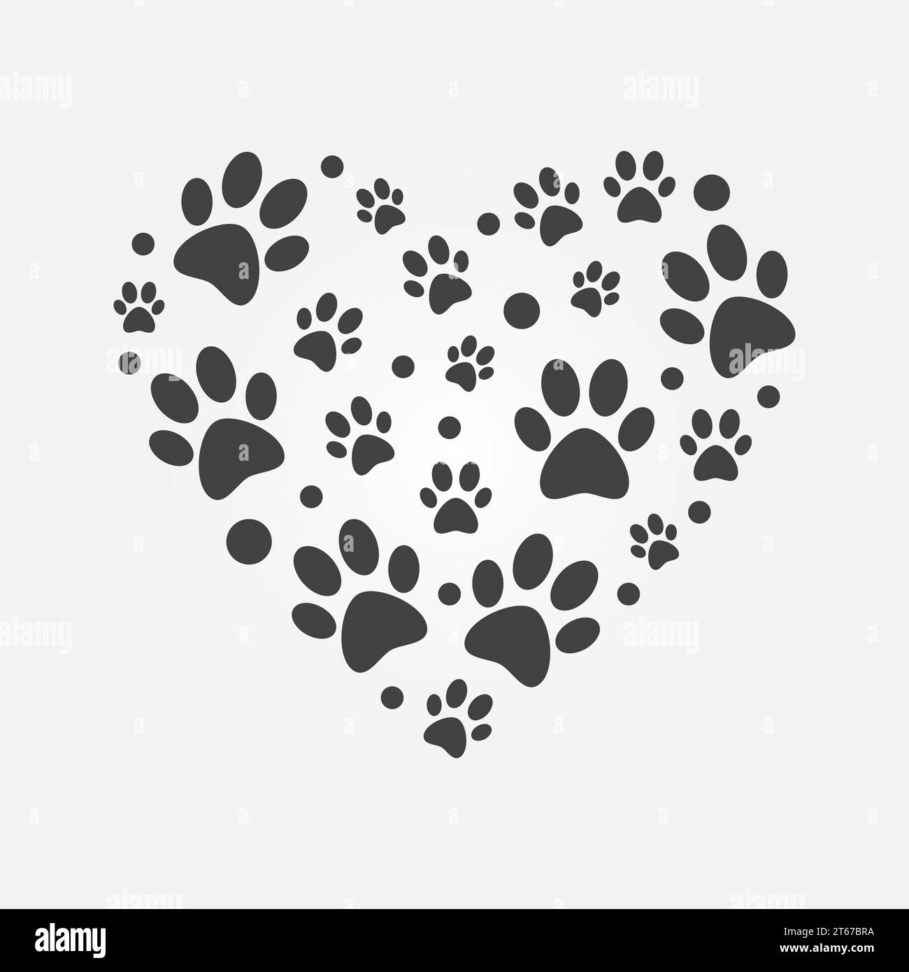 Dark paw prints in heart shape illustration - vector sign made with ...