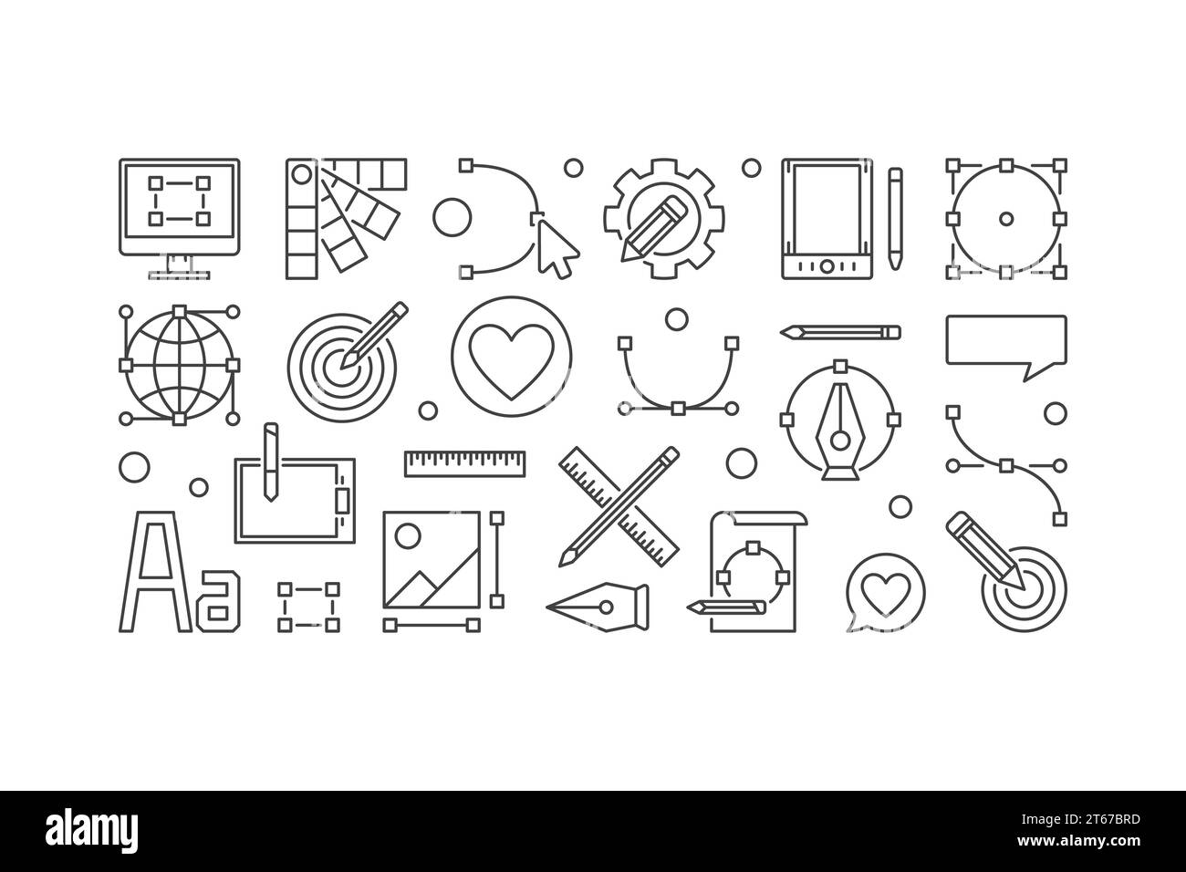 Graphic design minimal vector illustration or horizontal banner in thin ...