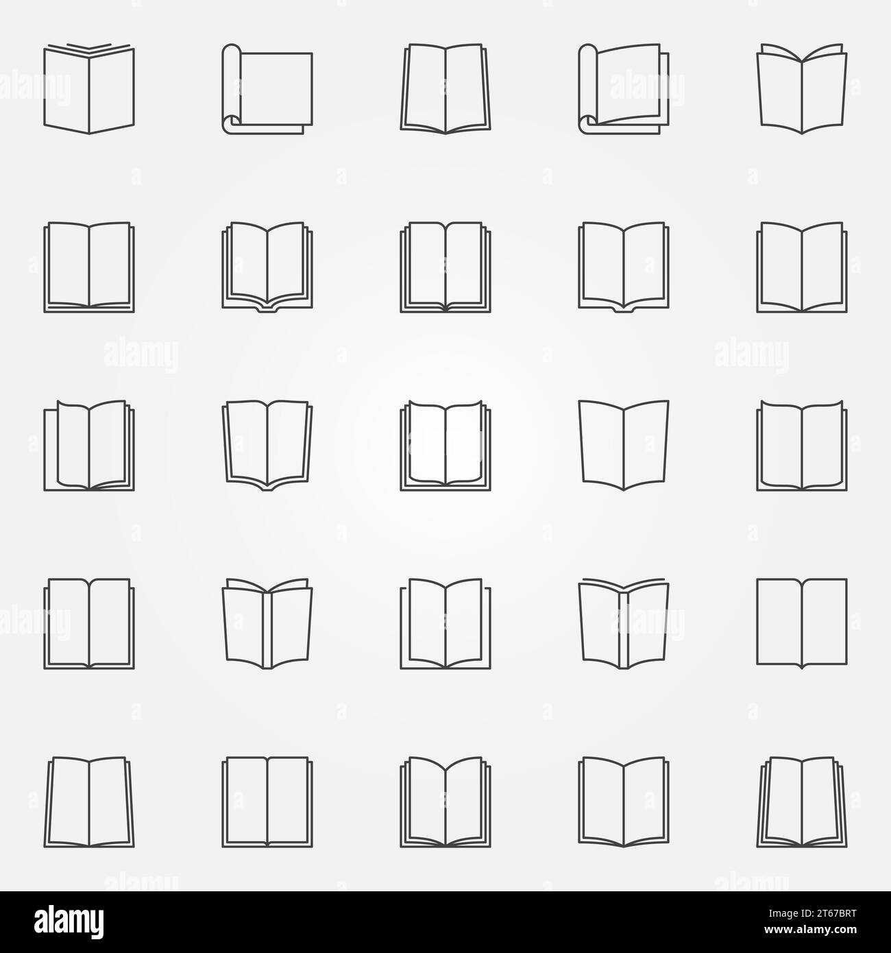 Open book icons set. Vector books isolated signs or logo elements ...