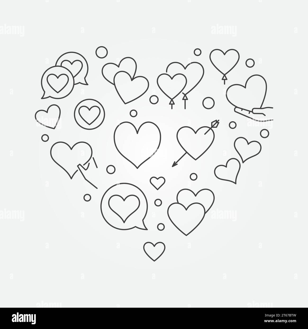Valentines heart vector illustration - lots of outline hearts in heart ...