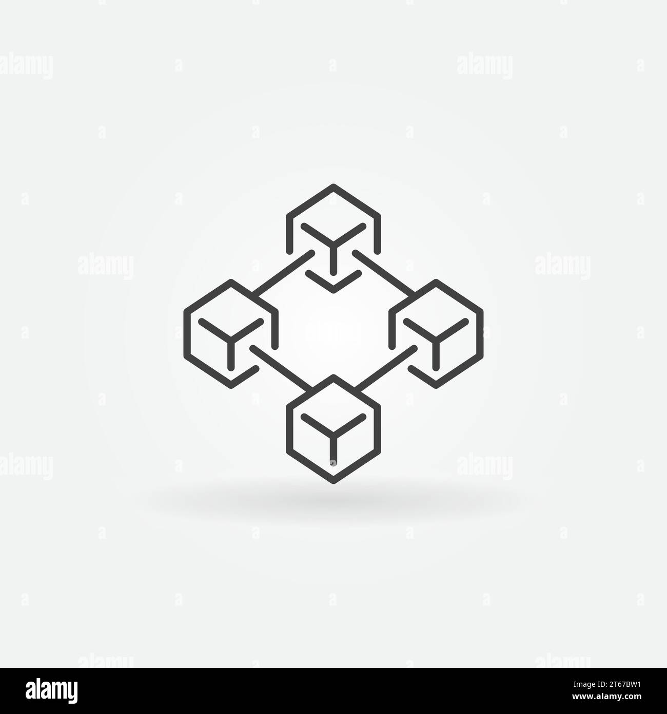 Blockchain technology vector icon or logo element in thin line style ...