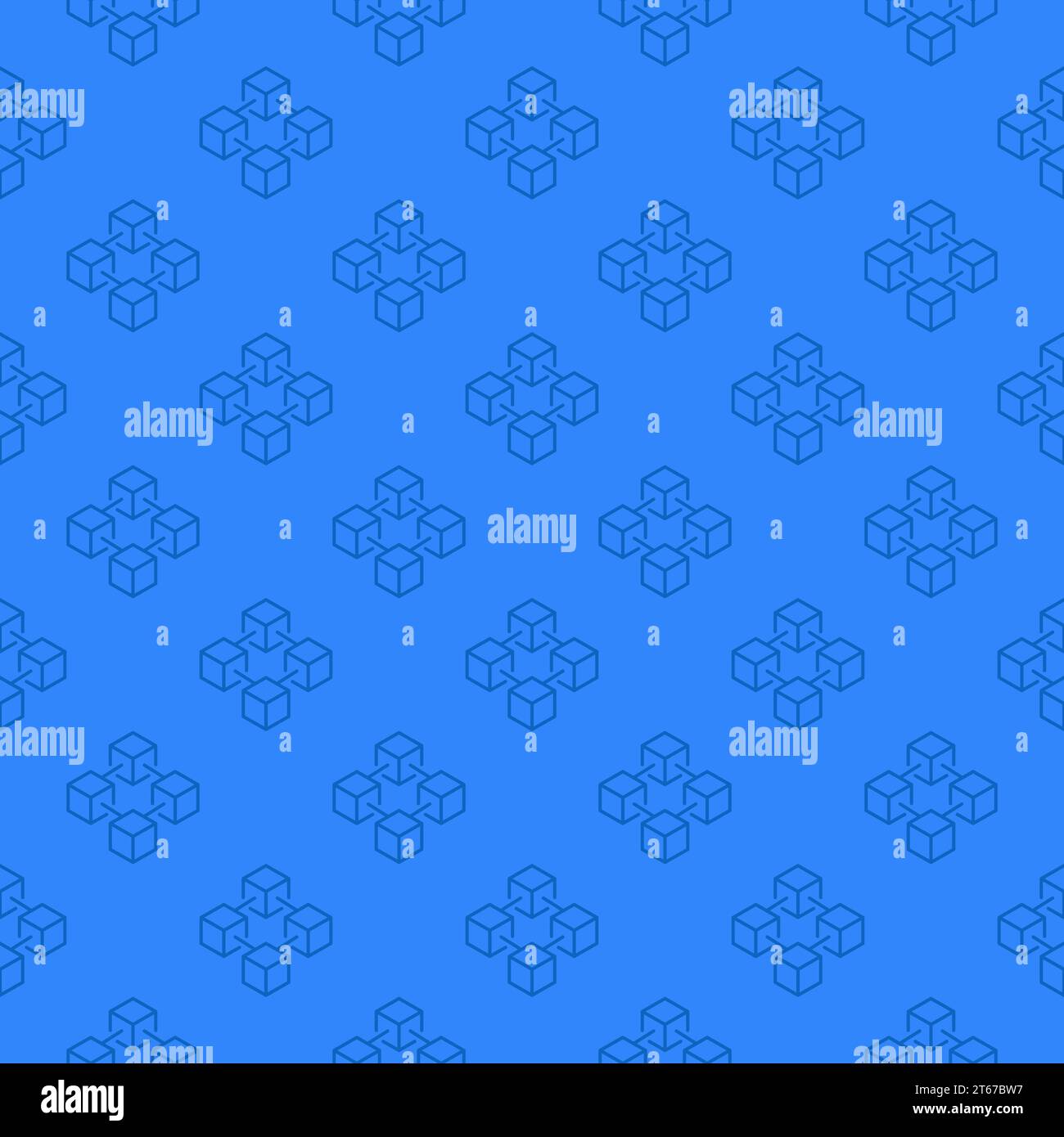 Blockchain blue pattern - vector seamless texture made with thin line ...