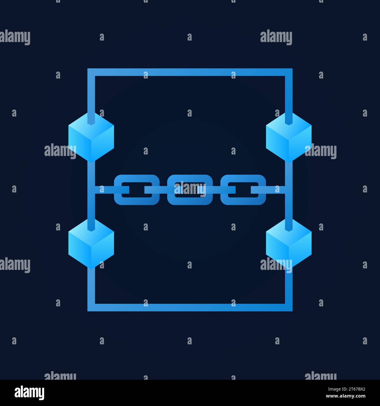 Blue blockchain modern vector icon. Decentralized transactions concept ...