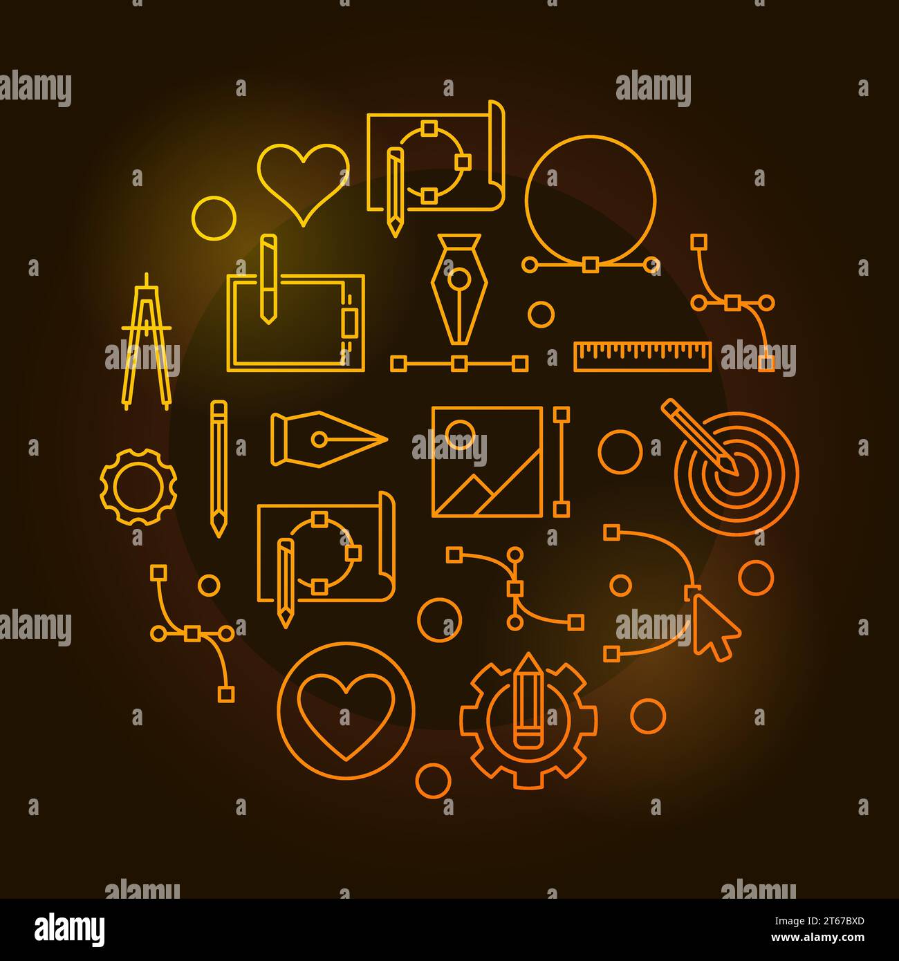 Graphic design yellow vector illustration or symbol in outline style on ...