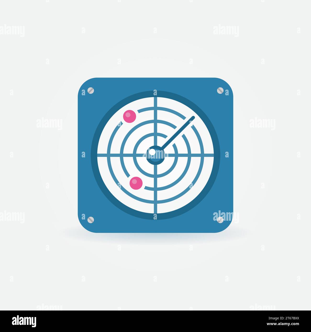 Flat radar icon - vector blue radar screen concept symbol or design ...