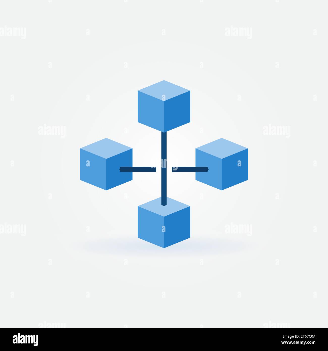 Vector blockchain technology sign or icon made with four blue cubes ...
