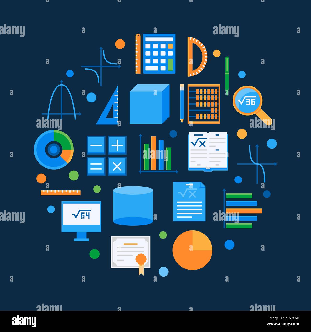 Algebra and math vector round symbol. Mathematics circular symbol on ...