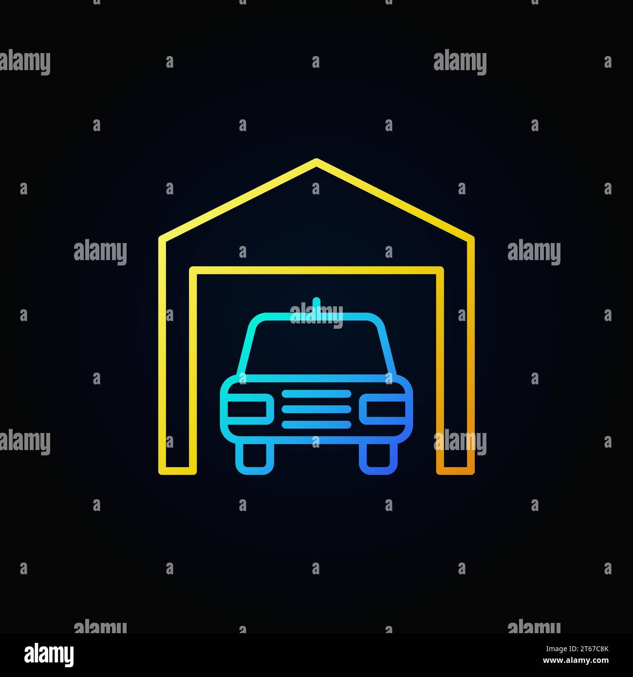 Car in garage outline icon - vector colorful sign or logo element on ...