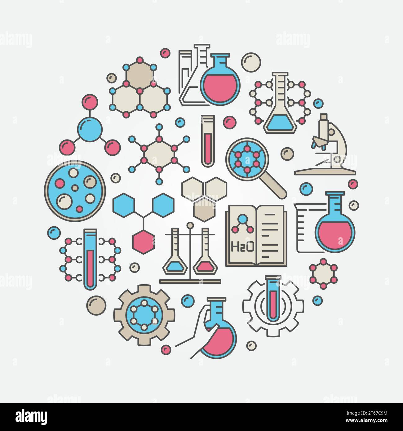 Chemistry colorful illustration. Vector circular science concept sign ...