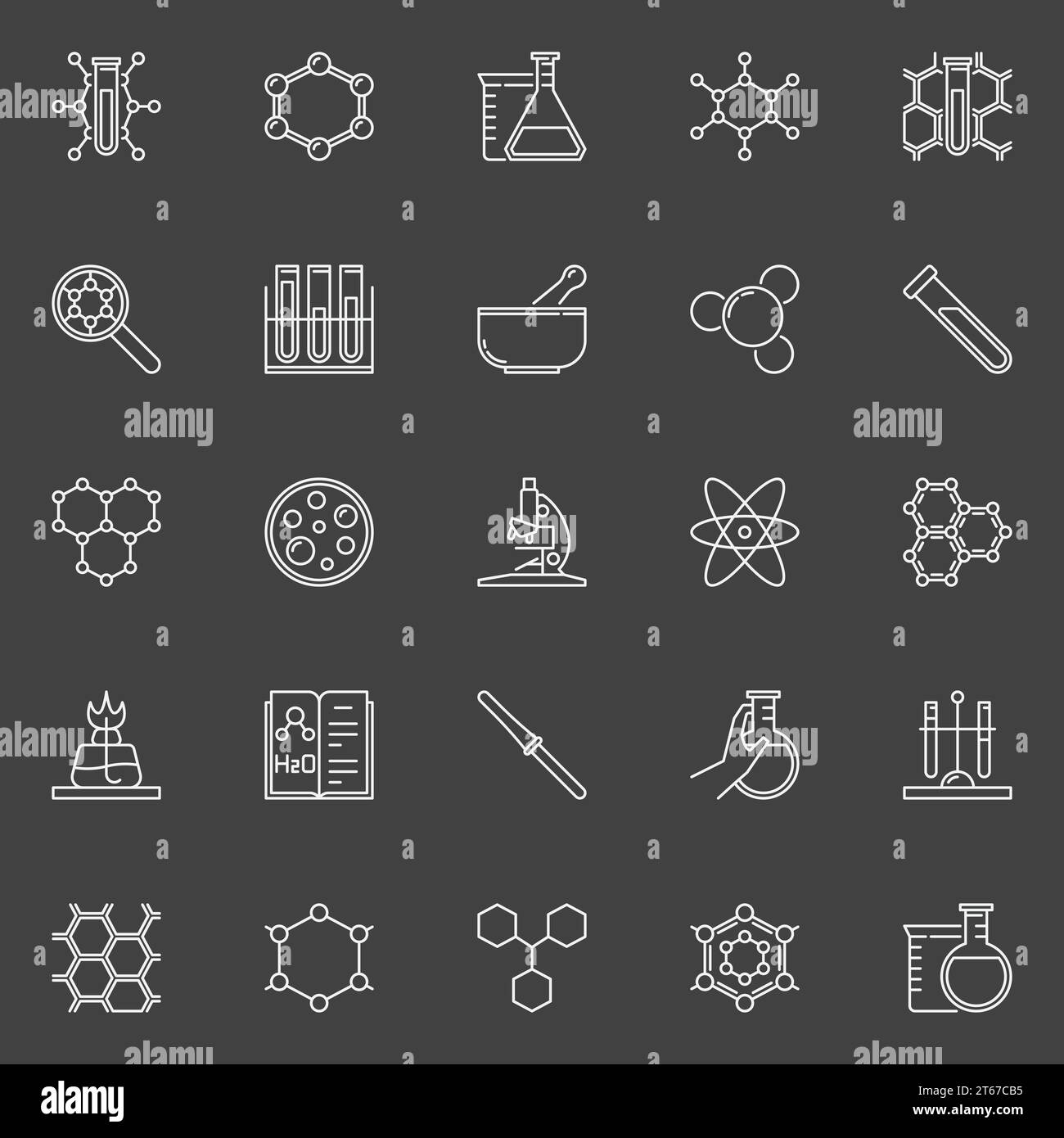 Chemical line icons collection - vector chemistry symbols or logo ...