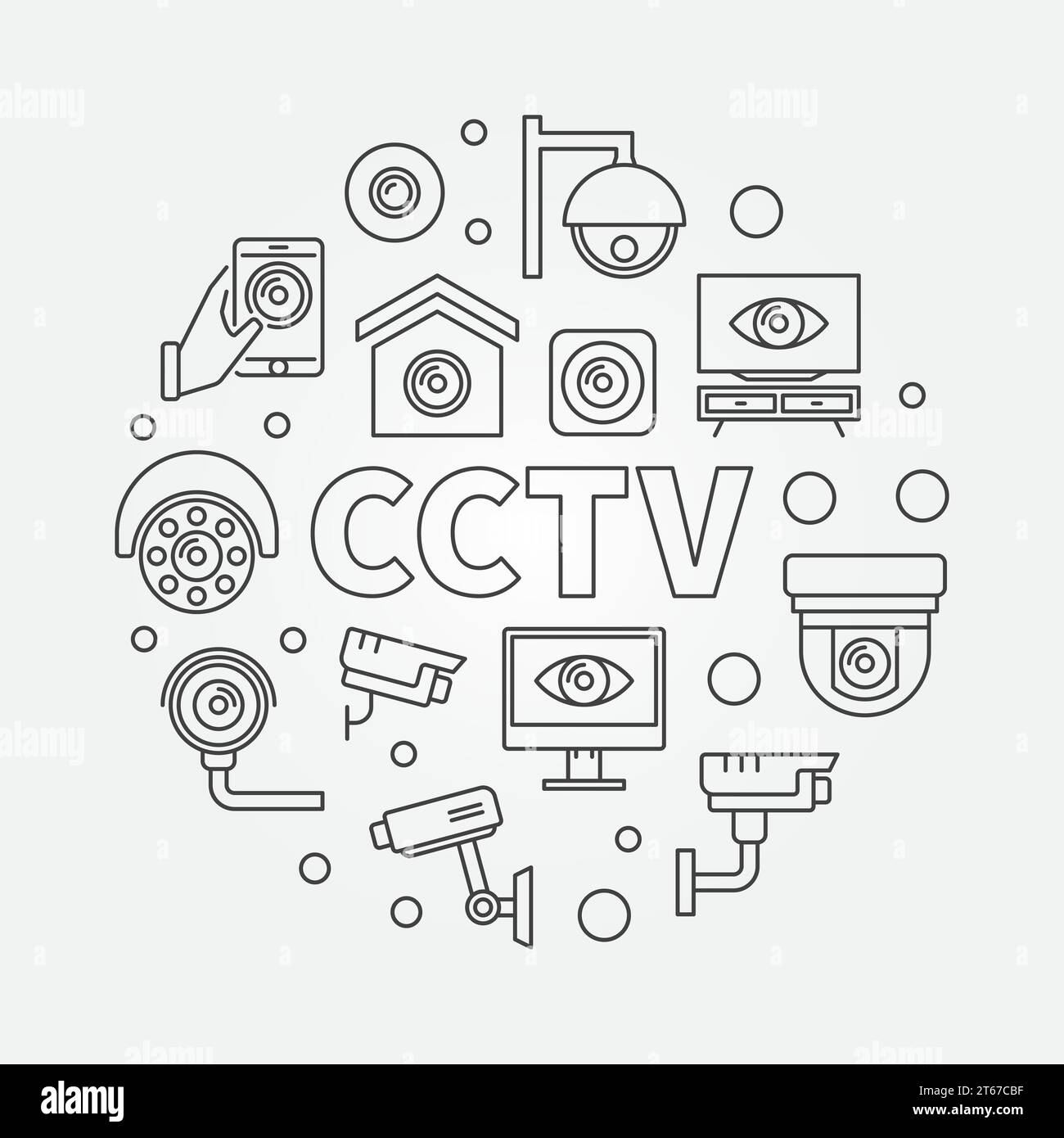 CCTV round illustration. Vector closed-circuit television concept ...
