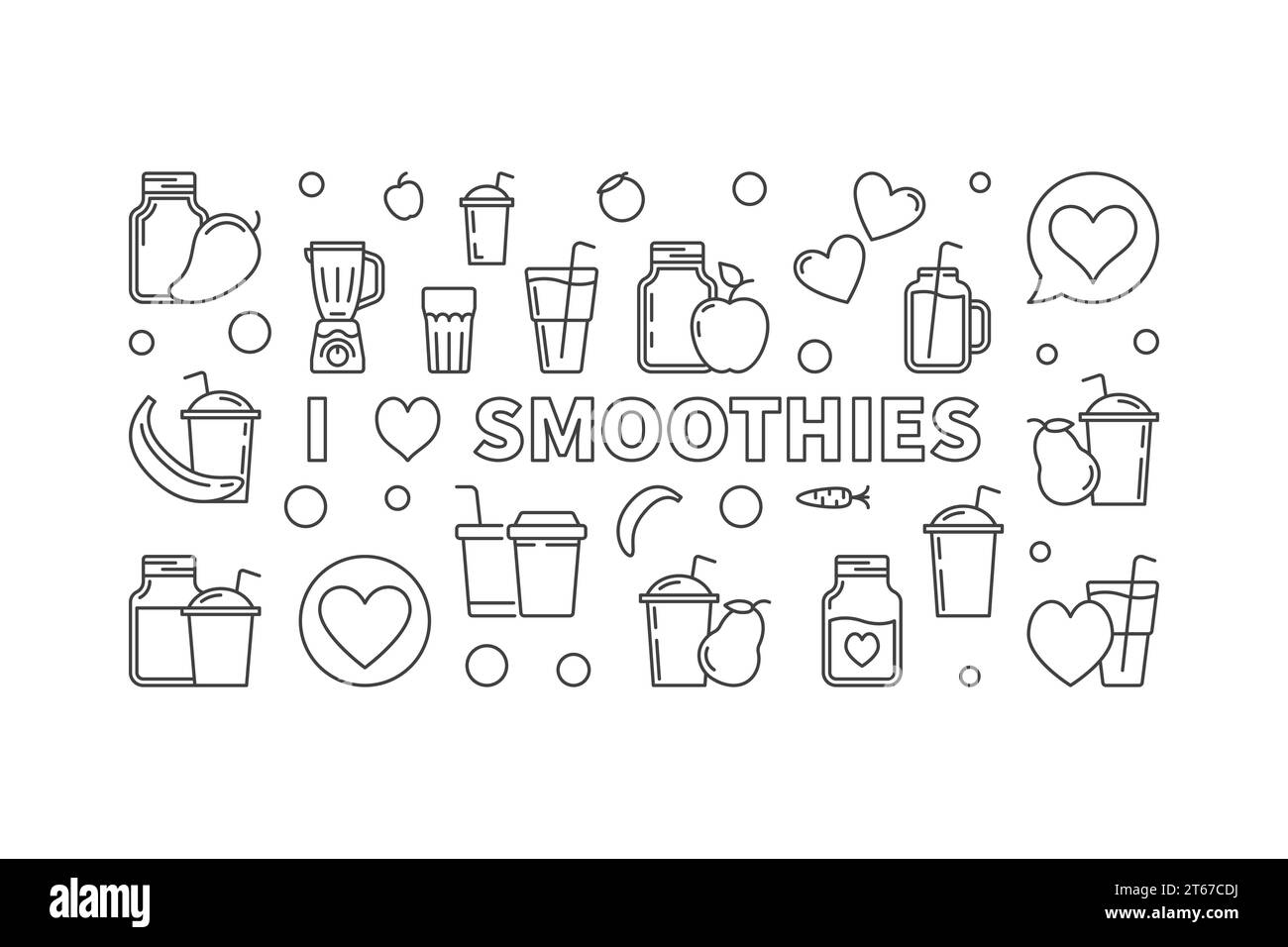 I Love Smoothies modern outline isolated banner. Smoothie vector ...