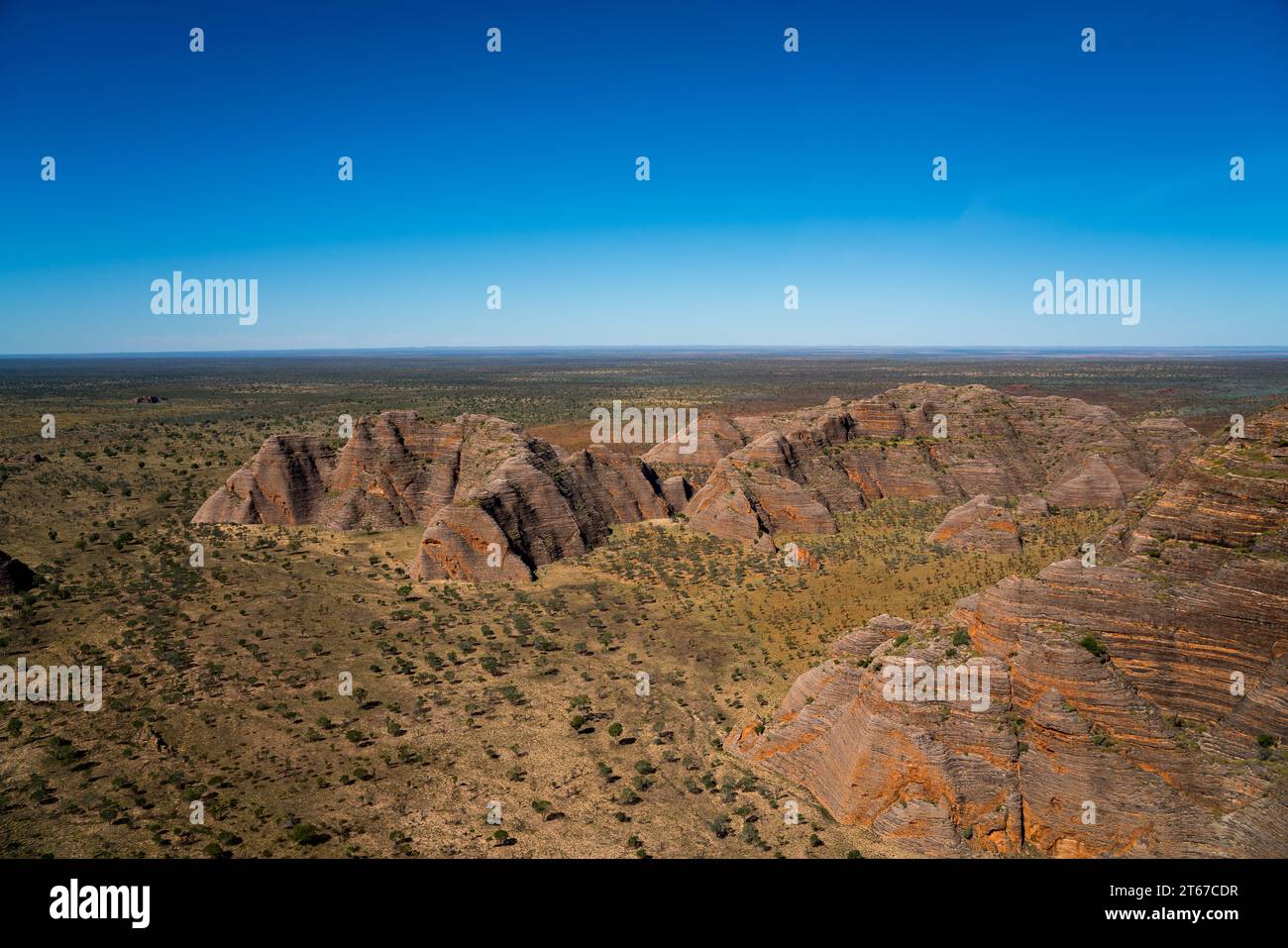 An aerial view from a helicopter over the Bungle Bungle Ranges in ...