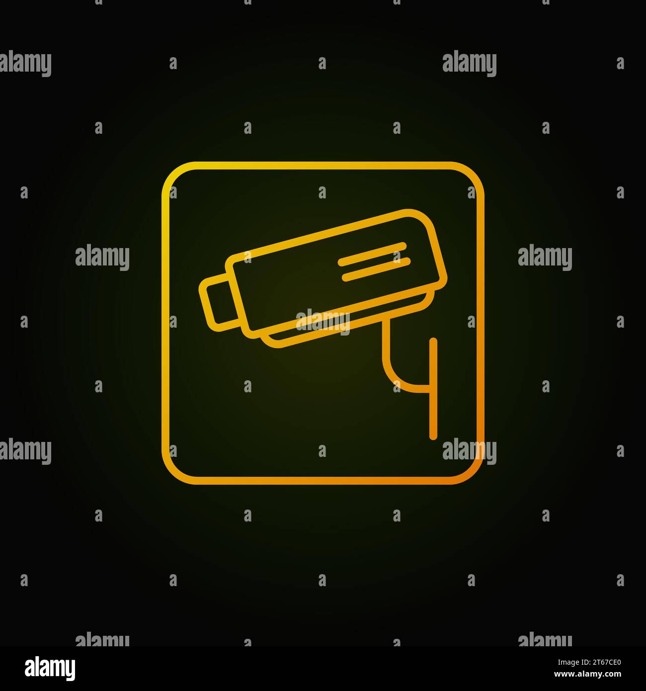 CCTV vector linear yellow concept icon or symbol on dark background ...
