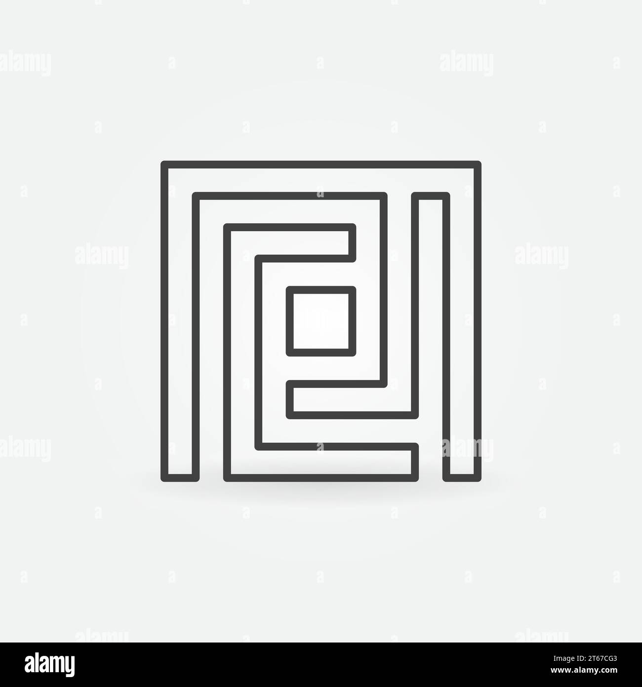 Maze simple icon - vector square labyrinth concept symbol or logo element in thin line style ...