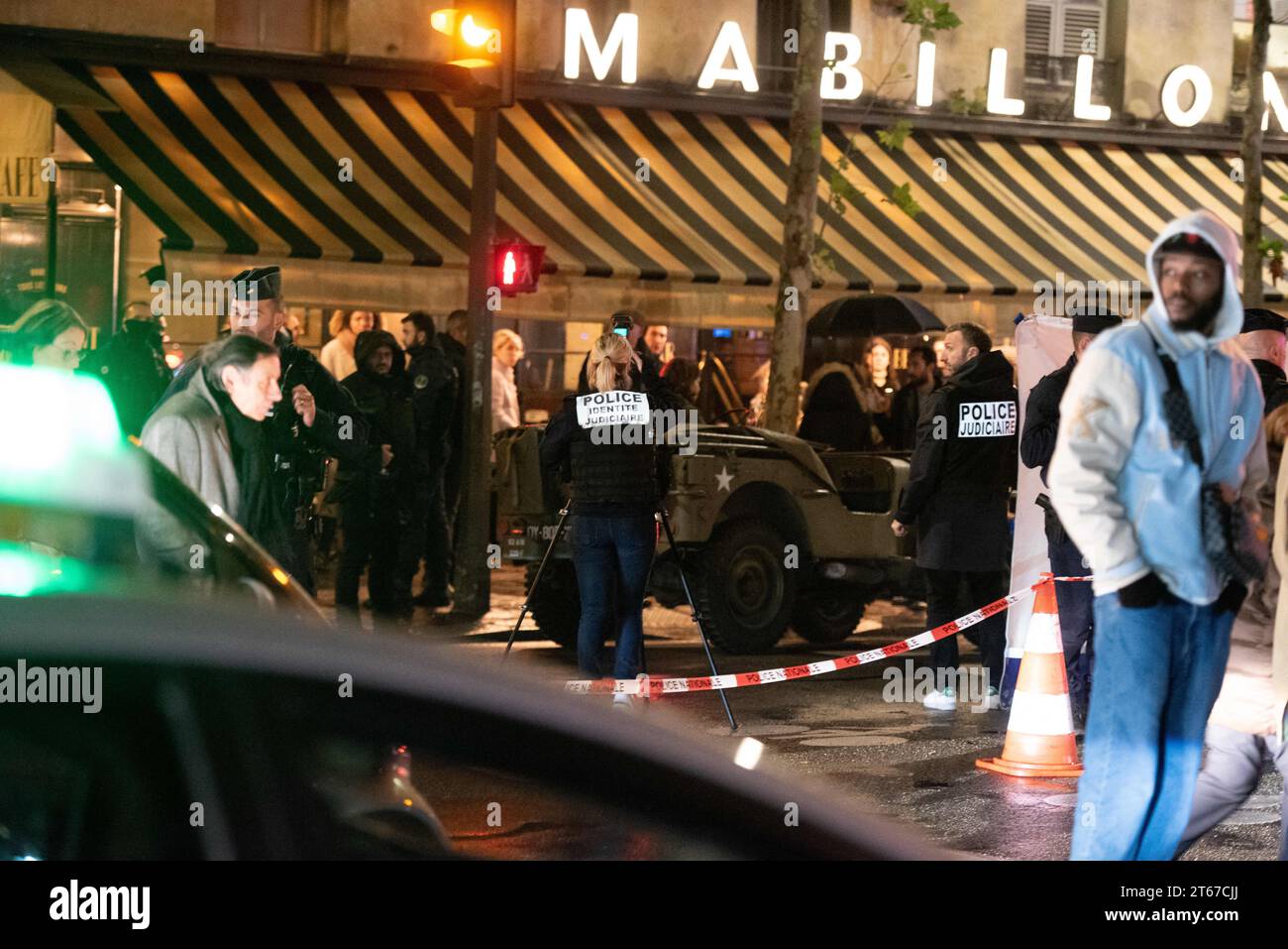 Loik Le Priol (on a leash, wearing an helmet), the far-right activist ...