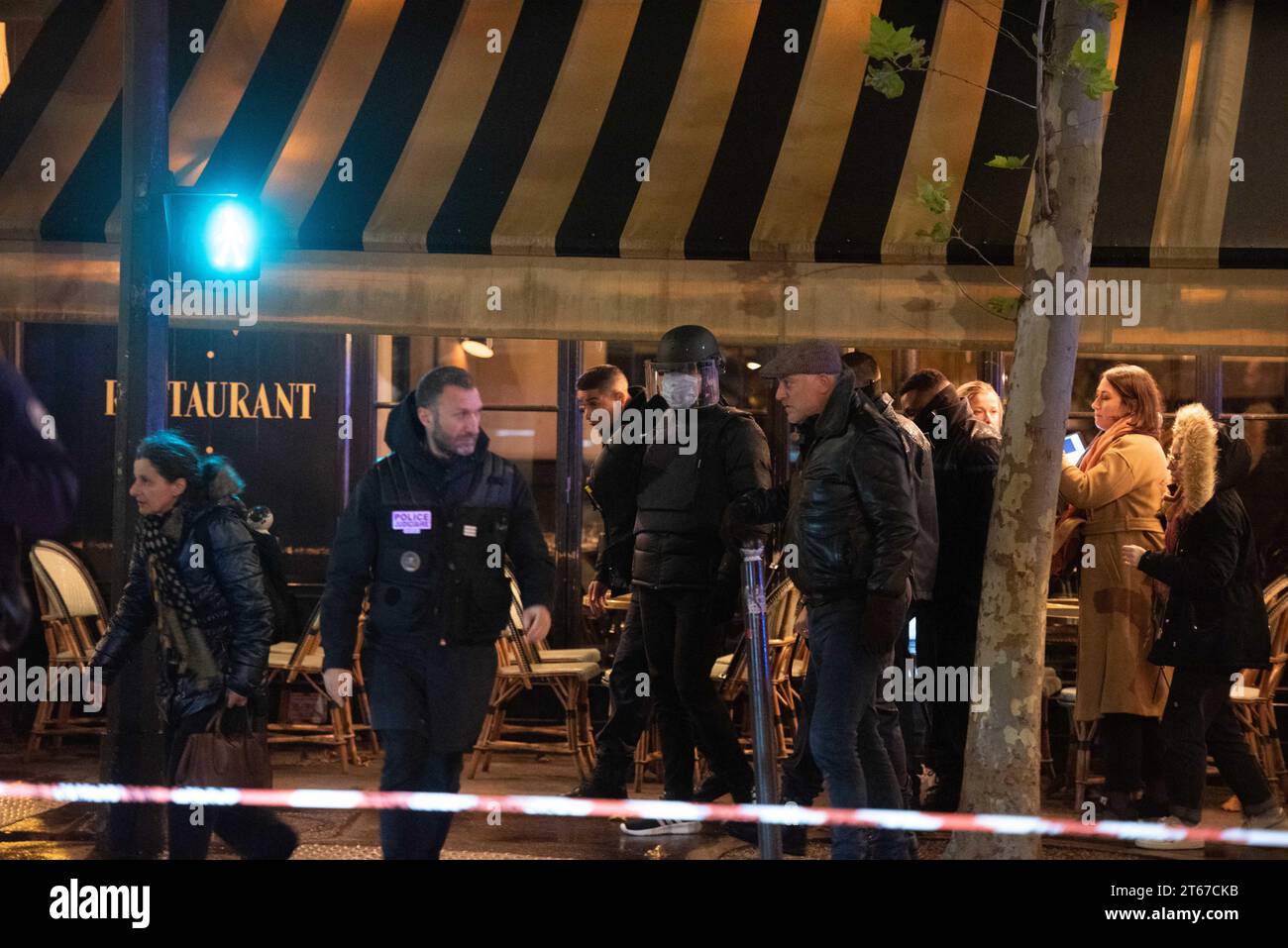 Loik Le Priol (on a leash, wearing an helmet), the far-right activist ...