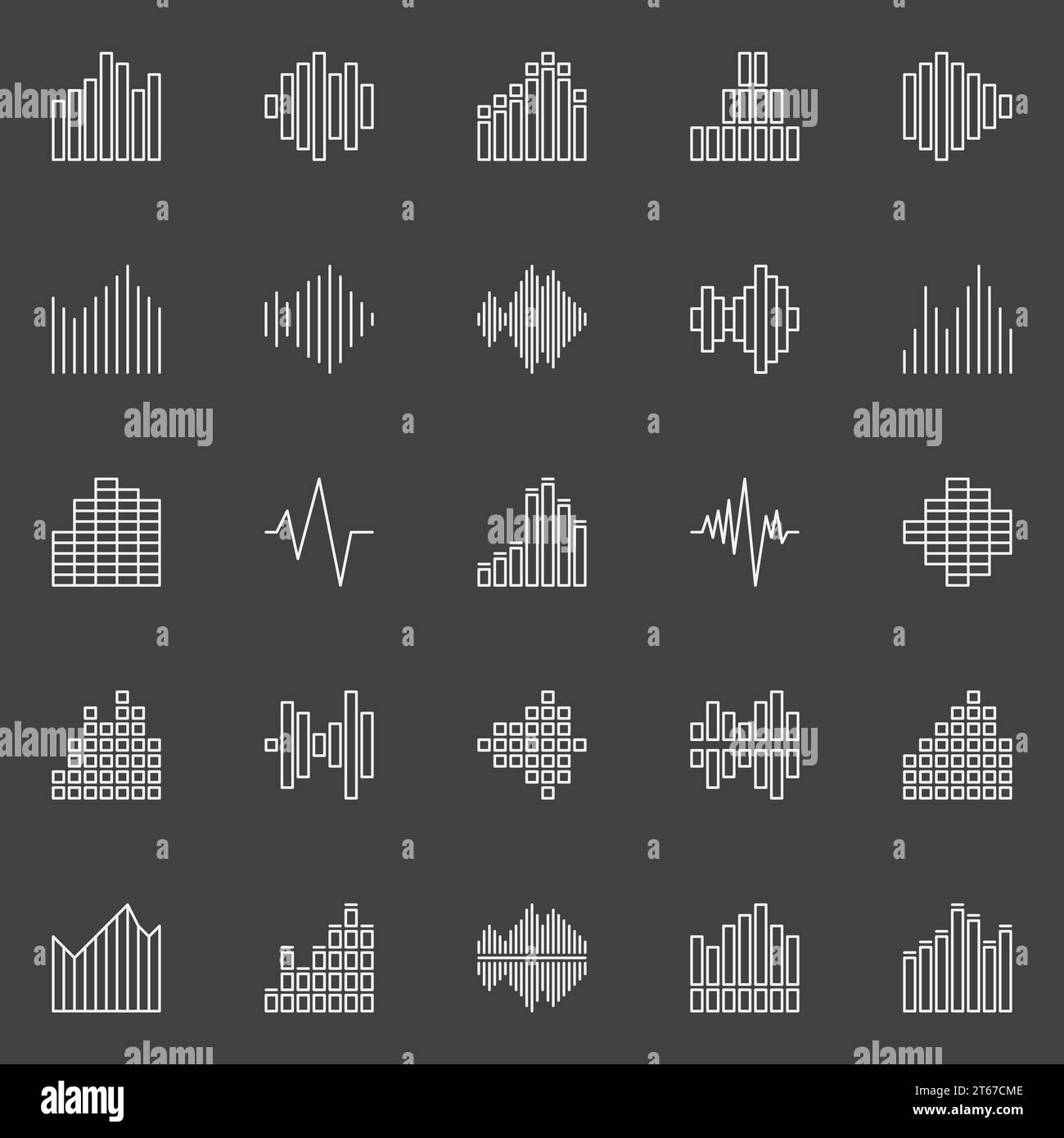 Sound waves line icons. Vector collection of music outline abstract ...