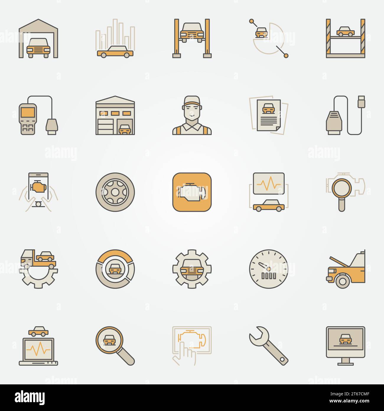 Car diagnostics colorful icons set. Car error readers and automotive ...