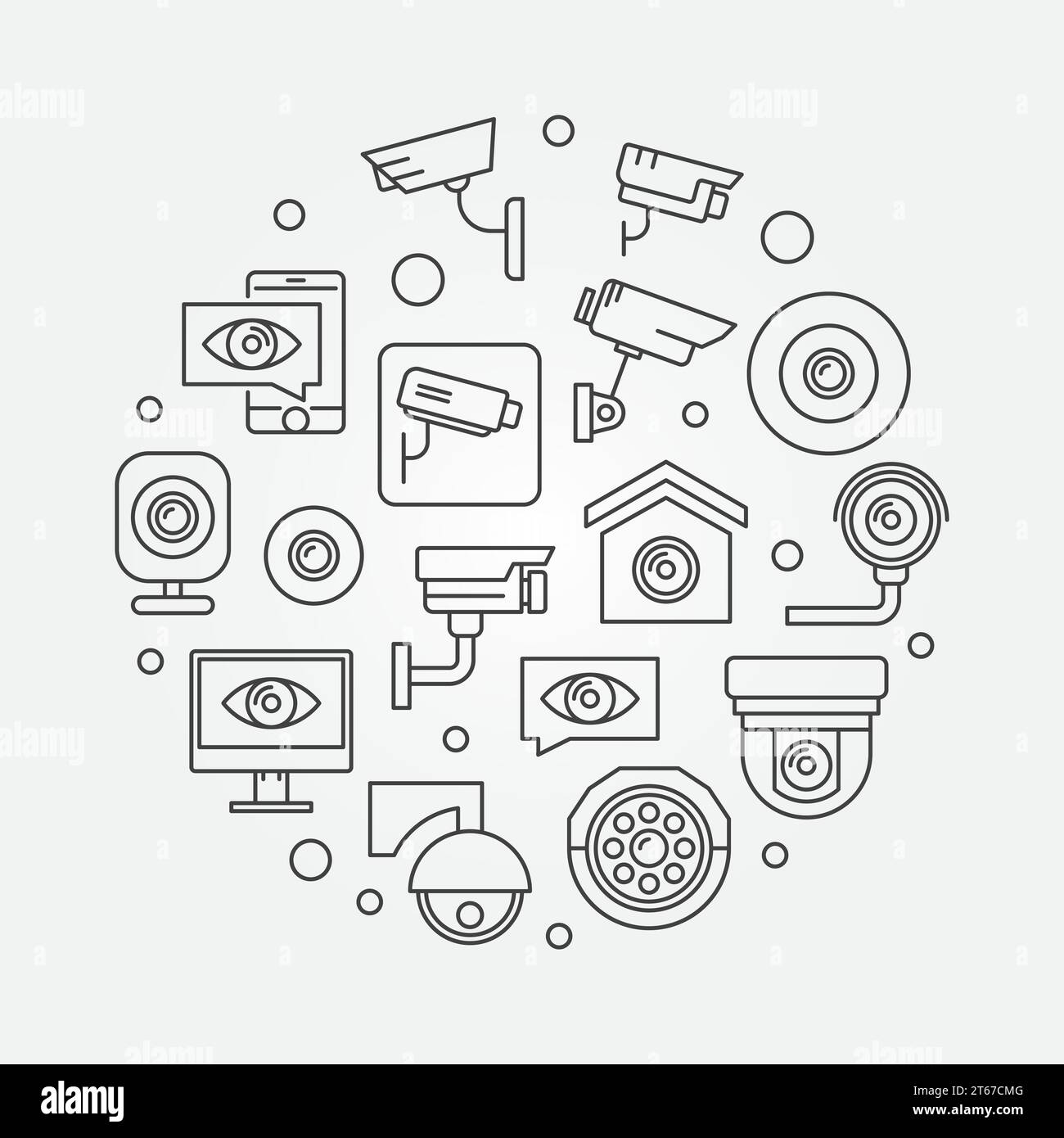 Video surveillance circular symbol. Vector modern CCTV illustration in ...
