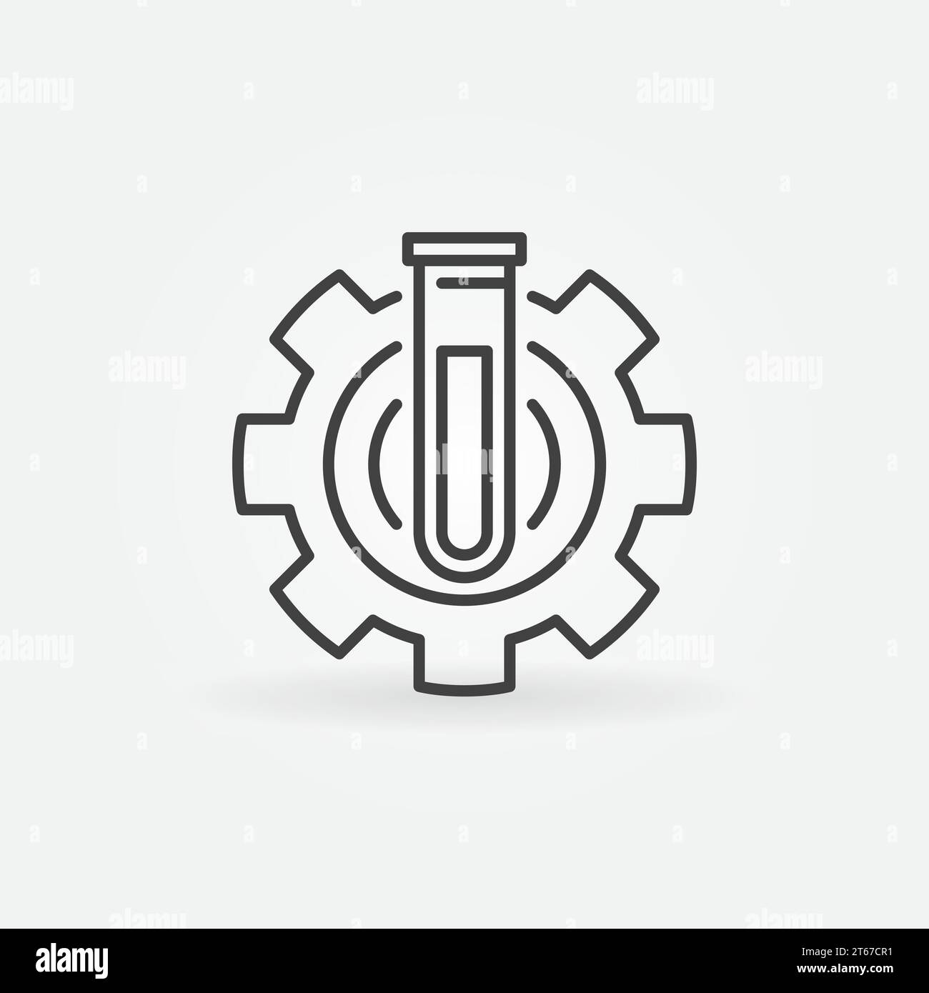 Test tube in gear icon. Vector chemical lab abstract concept symbol in ...