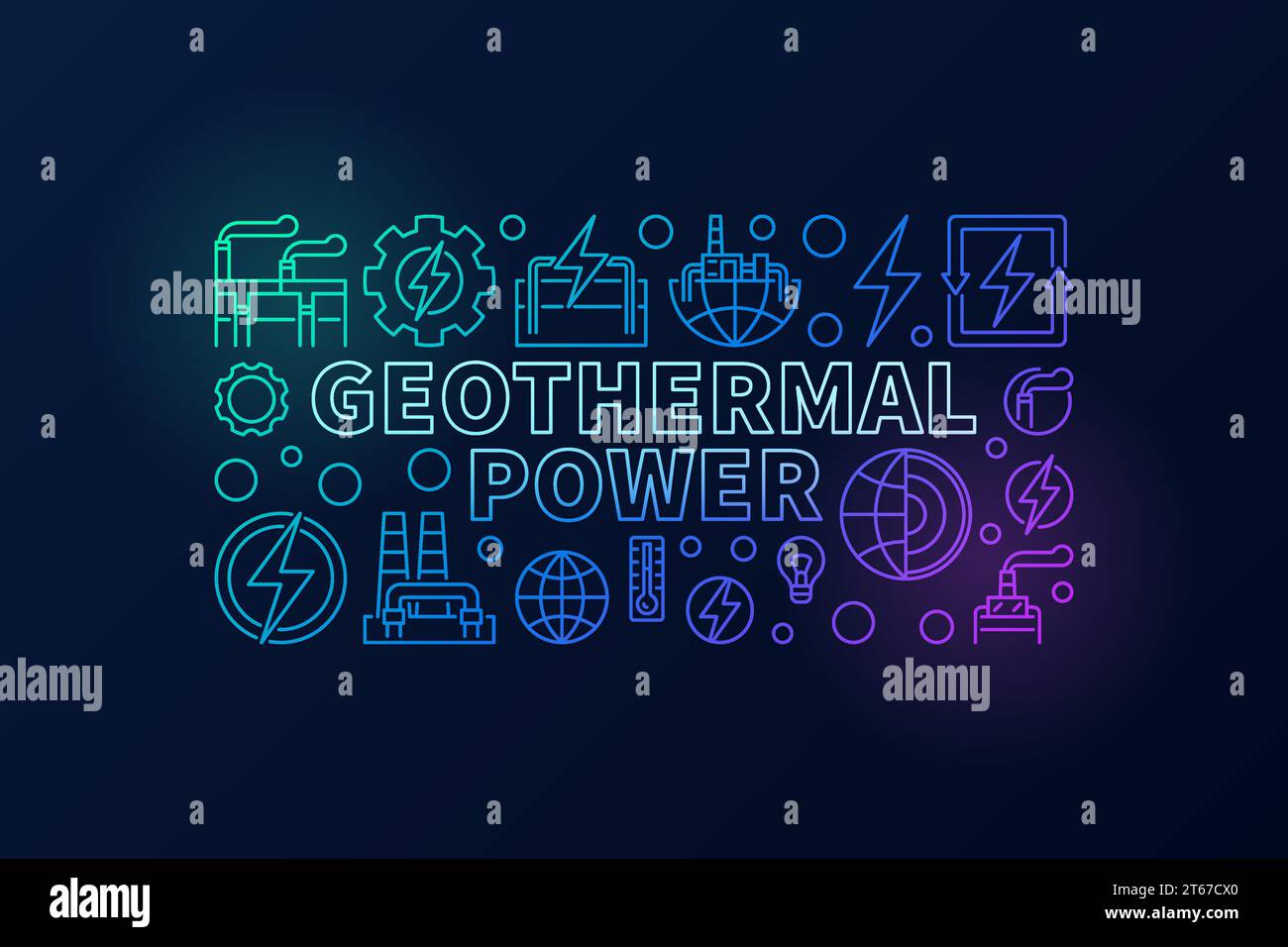 Geothermal Power creative illustration - vector colorful banner made ...