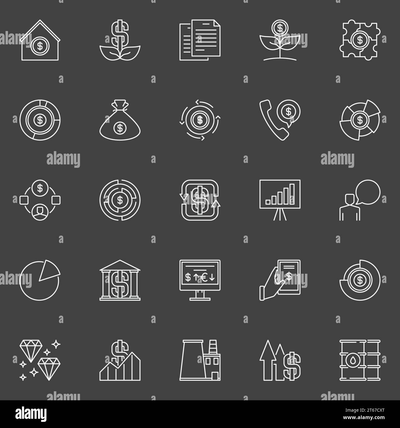 Investment vector icons - minimal investing and money concept symbols ...